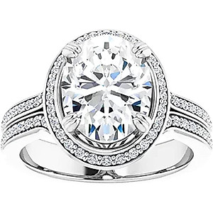 Moissanite World 3 CT Oval Cut Colorless Moissanite Engagement Ring Bridal Ring Set Solitaire Split Shank Solid Sterling Silver Vintage Antique Anniversary Promise Ring Gift for Her (5)