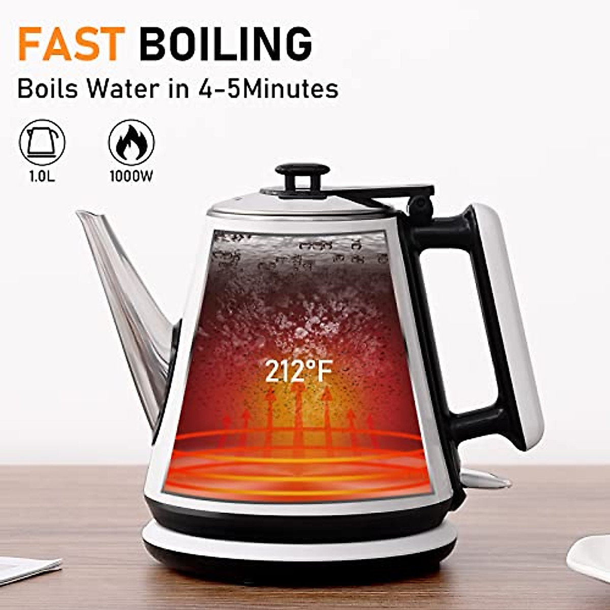 Naibsan Electric Kettle, 100% Stainless Steel Water Boiling Tea Kettle, BPA Free hot water kettle electric/Pour Over Coffee Kettle