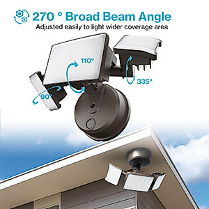 Olafus 60W Flood Lights Outdoor 2 Pack, Switch Controlled LED Security Lights 6000LM, 6500K Outside Floodlight, IP65 Waterproof Exterior Light Fixture for House, Yard, Garage, Wall/Eave Mount Brown