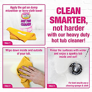 Quick N Brite Heavy Duty Hot Tub Cleaner Kit - Non-abrasive Cleaning Gel with Sponge and Cloth, 16 oz. (Packaging May Vary)