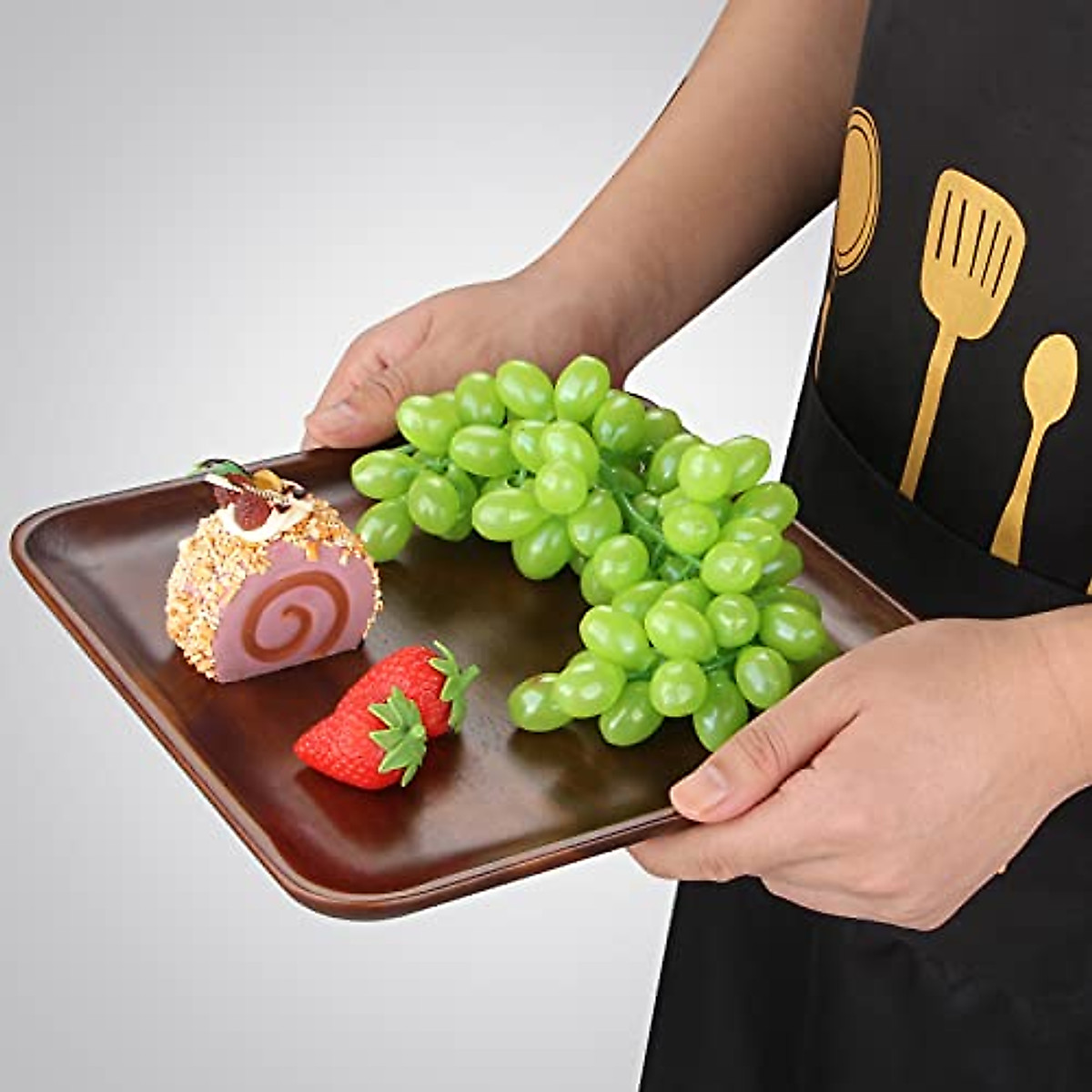 10 Inch Best Square Acacia Wood Dinner Plates Set of 2 Decorative Wooden Serving Platter for Food Fruit Tray Appetizer Dessert Salad Plates Charger Plates Charcuterie Boards