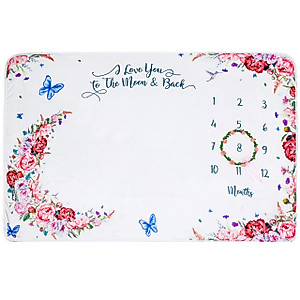 Happy Little Bubs - Baby Girl Milestone Blanket - Baby Blankets for Girls - Baby Monthly Milestone Blanket Girl - Baby Month Blanket - Milestone Blanket for Baby Girl - Baby Girl Blanket 60''x40''