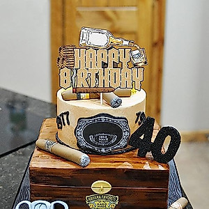 Whisky Happy Birthday Cake Topper Men Women Aged to Perfection Theme Party Cake Decoration 30th 40th 50th Birthday Party Supplies