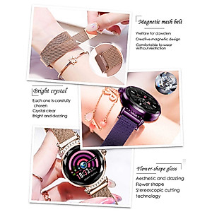 Smart Watches are Suitable for Android and iOS Phones, Sports Smart Watches with Blood Pressure and Heart Rate Monitoring, pedometers with Message Notifications (Bright Purple)