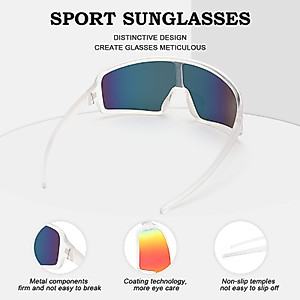 WANWAN Cycling Sunglasses with 4 Lenes for Men Women Large Frame Sport Sunglasses Baseball Golf Fishing Running