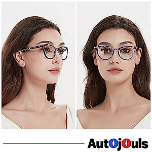Autojouls 5-Pack Women's Blue Light Blocking Reading Glasses, Lightweight Spring Hinge Readers Comfortable Wearing (5 Mix 1.5 x)