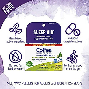 Boiron Coffea Cruda 30C Homeopathic Sleep Aid for Restless Sleep, Mental Hyperactivity, Racing Thoughts, and Difficulty Sleeping - 3 Count (Pack of 1) (Total 240 Pellets)