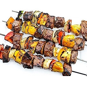 Camerons BBQ Skewer Rack Set - Includes Detachable Handle & 4 Non-Stick Stainless Steel Skewers for Grilling Barbecue Shish Kabobs, Meat, Vegetables & More - Great Father's Day Grilling Gift for Dad