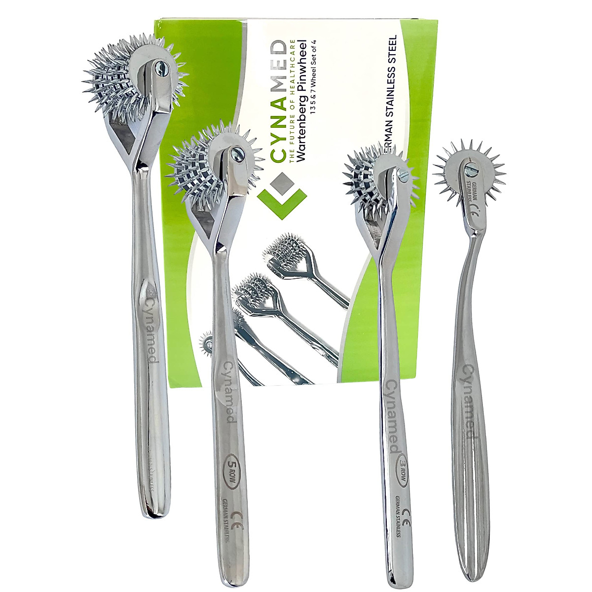 Premium German Wartenberg Pinwheel 1 3 5 and 7 Wheel Set of 4