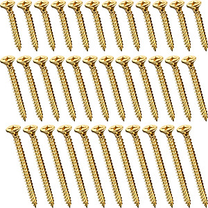 Hotop 100 Pcs Gold Screws M4 Nails and Screws for Picture Hanging Multi Purpose Wall Hardware Nails Bulk, 2 Inch,1.6 Inch,1.2 Inch in Length(Gold)