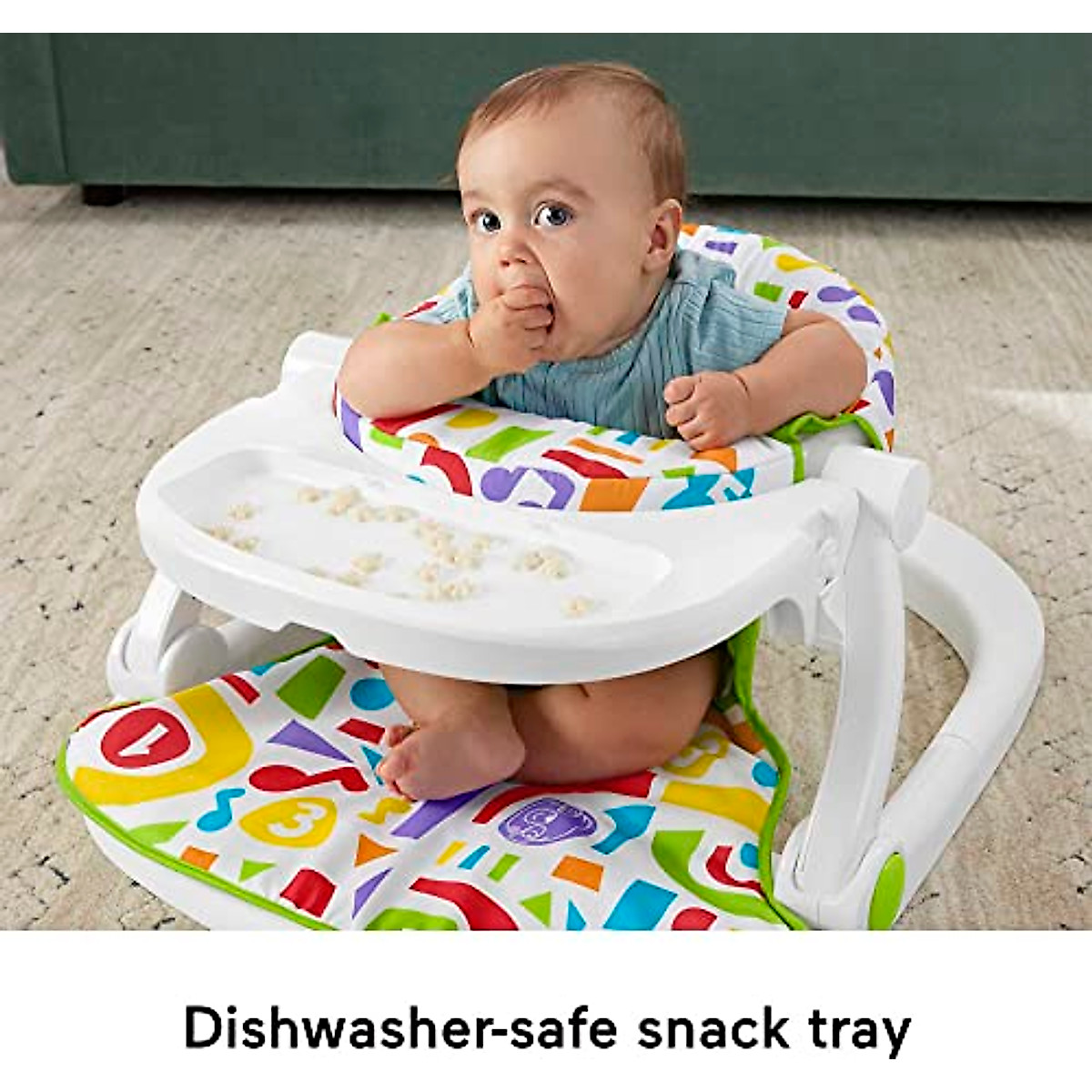 Fisher-Price Portable Baby Chair, Deluxe Sit-Me-Up Seat with Kick & Play Piano Learning-Toy and Snack Tray for Babies and Toddlers