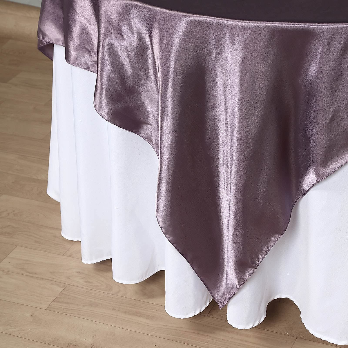 Tableclothsfactory 60" Satin Square Tablecloth Overlay for Wedding Catering Party Table Top Decorations Amethyst