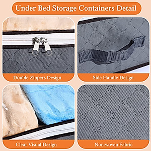 Berlune 10pcs Storage Boxes, 90L Under Bed Storage Containers, Large Clothes Storage Bags with Clear Window, Toy Organizers for Bed, Pillows, Blankets, Pets Supplies