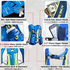 Azarxis Hydration Running Vest Backpack Pack 5.5L for Women and Men Jogging Trail Race Marathon Cycling Hiking (Gray with 2 x 350ml Soft Flasks)