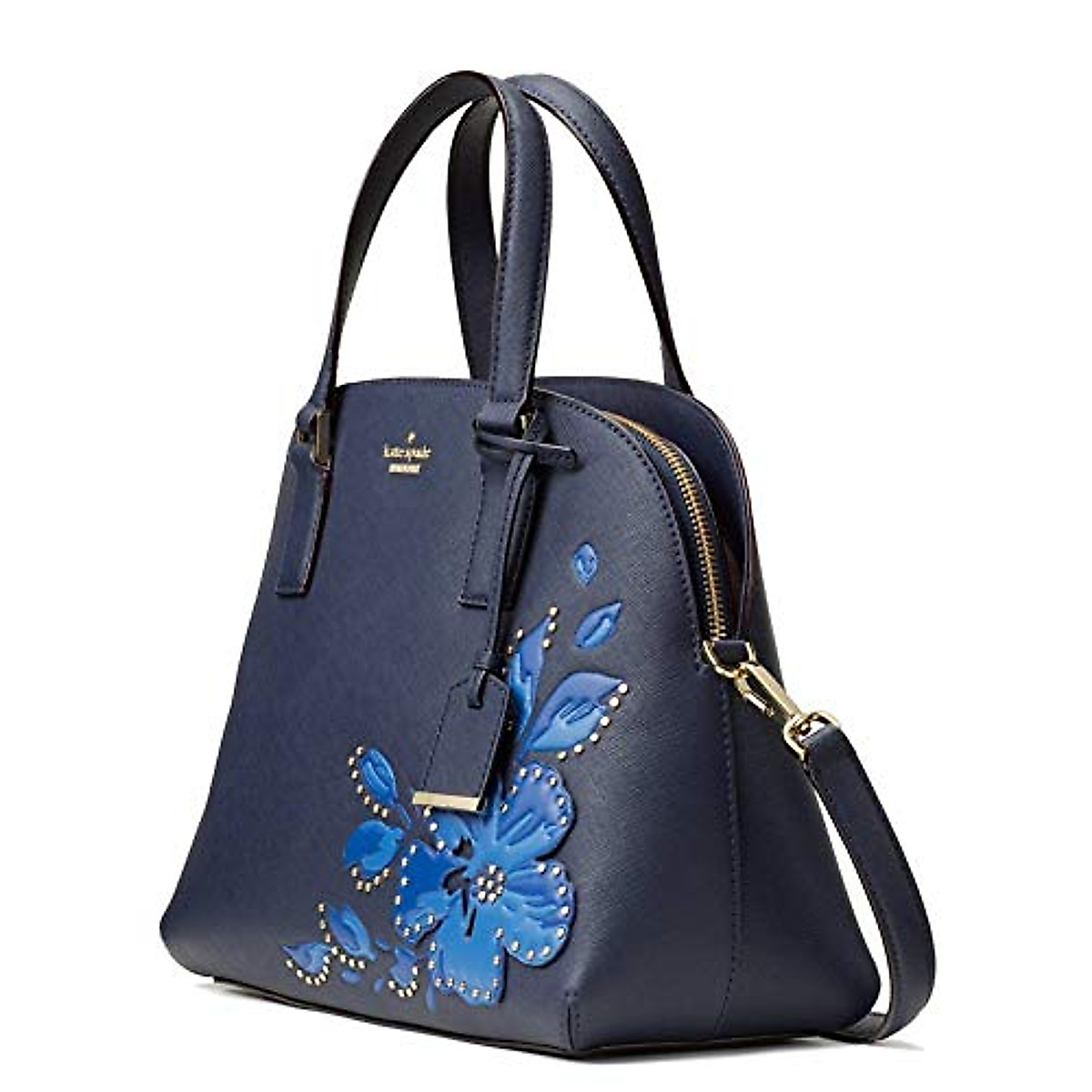 Kate Spade New York Cameron Street Hibiscus Lottie Leather Satchel Bag, Blazer Blue