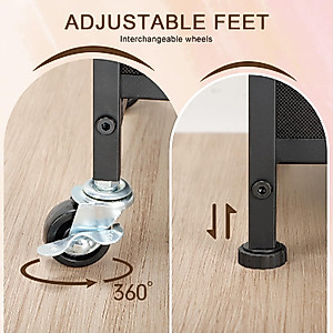 Ebeneze Narrow Dresser with 5 Drawers, Storage Cabinet, Slim Fabric Tower with Wheels, Wood Shelf, Bedroom Organizer Skinny Chest for Small Spaces, Bathroom, Living Room, Laundry, Closet, Black