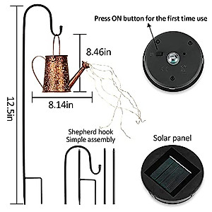 Gusgopo Small Solar Outdoor Lights, Hanging Waterproof Garden Decor Strip Light, Automatic Warm LED Metal Watering Can Light, Decoration for Landscape, Patio, Yard, Lawn, Pathway, Walkway, Tree