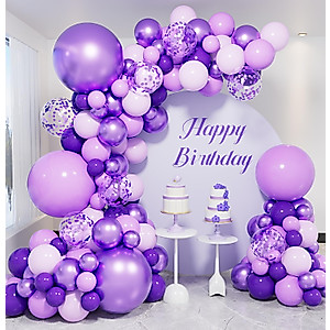 Purple Balloons Garland Arch Kit,132pcs Lavender Lilac Balloons Different Sizes 18/12/10/5 Inch,Pastel Purple Balloons for Graduation Birthday Baby Shower Wedding Party