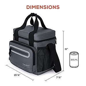 TOURIT Large Lunch Bag 14L Insulated Lunch Box Lunch Cooler for Men&Women Work, Dark Gray