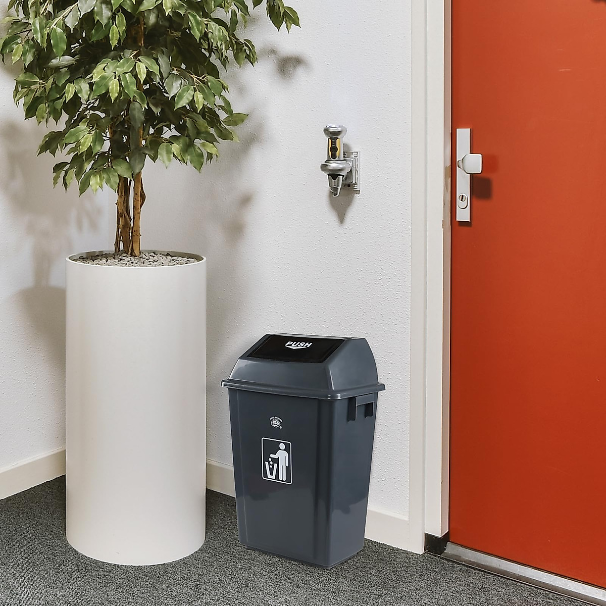 Wekioger 4 Packs Plastic Trash Can with Swing Lid, 20 L Kitchen Swing Top Garbage Bin, Grey