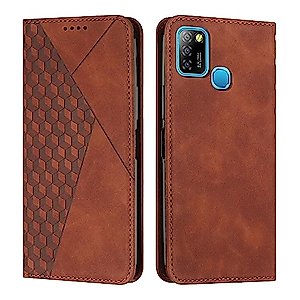 Flip Cases Smartphone Compatible with Infinix Hot 10 Lite Wallet Leather Case for Cell Phone Magnetic Suction Cup Case for Cell Phone Card Slot Stand Flip Phone Case Compatible