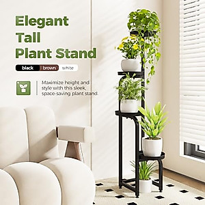 Bamworld Tall Plant Stand Indoor Outdoor, Corner Metal Flower Pot Stands for Multiple Plants, 4 Tier Heavy Duty Plant Shelf for Patio Garden Balcony Living Room Bedroom