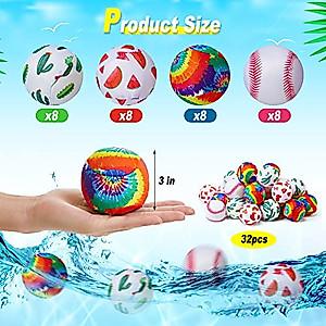 Sratte 32 Pcs 3 Inch Water Balls Water Absorbent Ball Pool Balls Children Pool Water Balls Water Fight Soft Balls for Children Adults Pool and Beach Favors Summer Outdoor Games