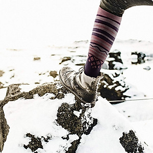 OutdoorMaster Ski Socks 2-Pack Merino Wool, Non-Slip Cuff for Men & Women - Fringes, L/XL