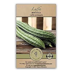 Gaea's Blessing Seeds - Luffa Gourd Seeds (3.0g) - Bonanza Heirloom - Non-GMO Seeds with Easy to Follow Planting Instructions - Heirloom Sponge Ridged Loofah Muop Huong 94% Germination Rate