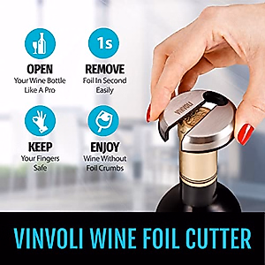 VINVOLI Wine Foil Cutter - Luxury Stainless Steel Wine Foil Cutter Tool - Foil Cutter for Wine Bottles - Wine Cutter Foil Opener Neck Label Remover - Wine Top Seal Cutter - Wine Bottle Foil Cutter