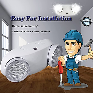 LED Emergency Light with Battery Backup, Two Adjustable Heads Commercial Emergency Light, US Standard 120-277V (UL 94V-0), Domestic Power Outage Emergency Light, Rechargeable Bulb (6-Pack)