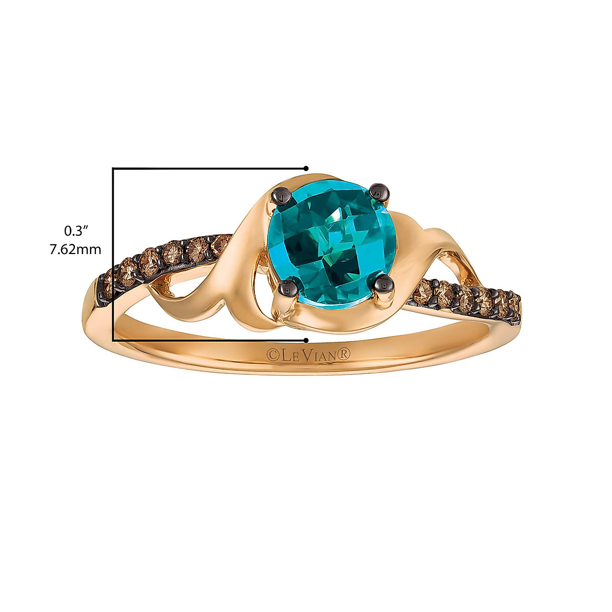 LE VIAN 1/10 Carat Diamond and London Blue Topaz Filigree Bypass Ring for Women in 14k Rose Gold (Fancy Brown/G-H, VS2-SI1, cttw) Anniversary Promise Ring Size 6.75