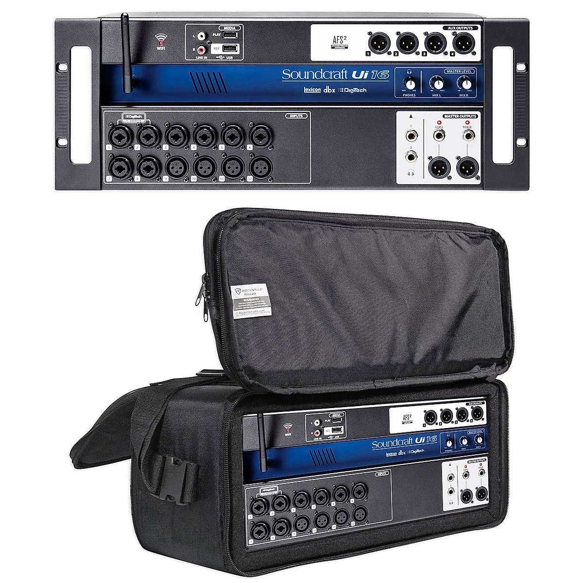 Soundcraft Ui16 16 Input Digital Mixer+Wifi+App Control+Recording+Rack Case Bag