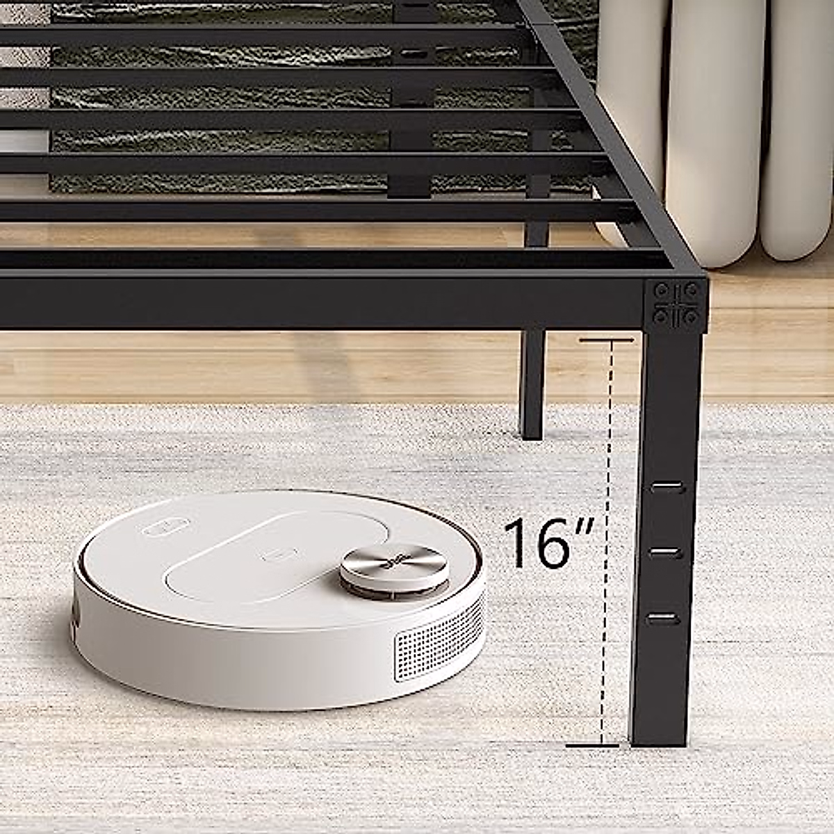 Nightell 18 Inches California King Platform Bed Frame, 2500 lbs Heavy Duty Steel Slat Support, Noise Free No Box Spring Needed, Easy Assembly Black