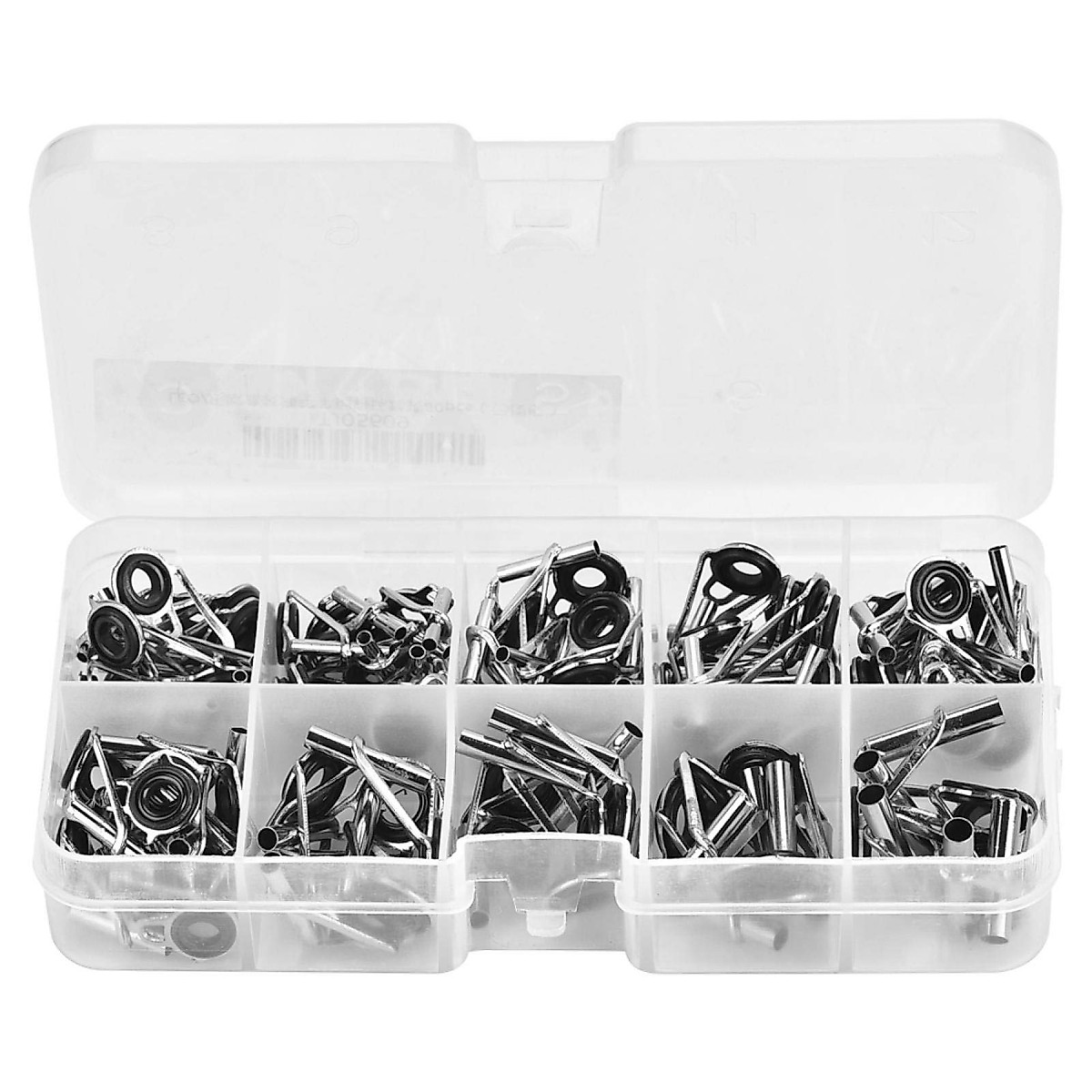 EVTSCAN 80Pcs Fishing Rod Guides Ring Tips Set Stainless Steel Ceramic Top Ring Lure Tool Kit in 10 Sizes Replacement Accessory