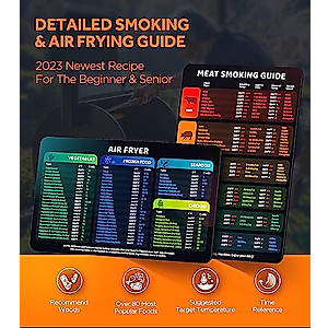2023 Newest 2-in-1 Magnetic Meat Smoking Guide & Air Frying Guide with Temperature, Time & Wood Flavors, Useful Air Fryer & Smoker Accessories Kitchen Gadgets, Waterproof Magnet Sheet For Quick Reference