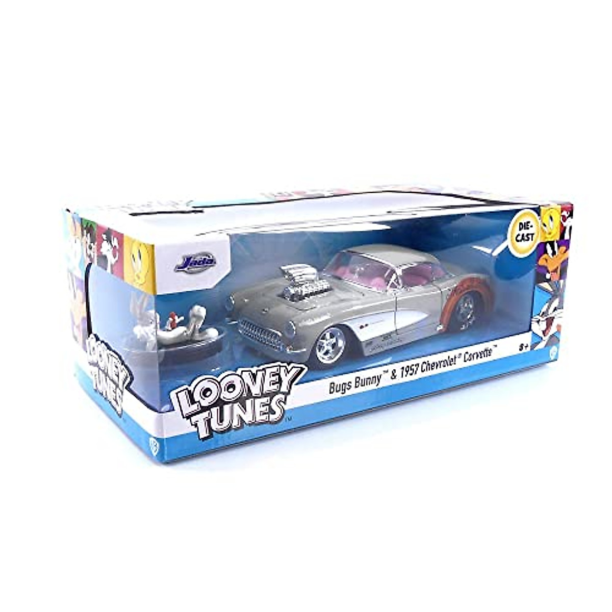 Looney Tunes 1:24 1957 Chevrolet Corvette Die-cast Car & 2.75" Bugs Bunny Figure, Toys for Kids and Adults