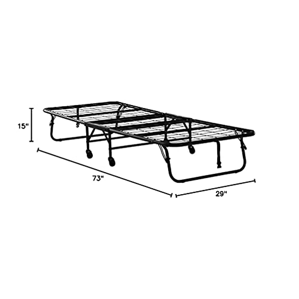 DHP Levy Folding Guest Bed with Metal Frame & 4 Inch Mattress, Twin, Black