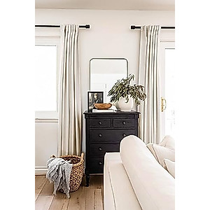 INOVADAY 100% Cream Blackout Curtains for Bedroom, Thermal Insulated Linen Blackout Curtains 108 Inch Length 2 Panels Set, Back Tab/Rod Pocket Room Darkening Curtains for Nursery - Cream, W50 X L108