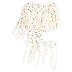 WEBEEDY 5 Yards 13cm Wide Tassel Fringe Trim White Trim Fringe by The yard Boho Tassel Ribbon for Table Clothes Accessories Lamp Shade Decoration Wedding Dress Sewing Edging Crafts, Beige