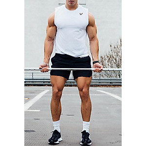 GYM REVOLUTION Men's 5 Pack Workout Running Quick Dry Gym Training Shorts with Pockets Black Grey Dark Grey Navy Blue Army Green M