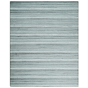 Artisan's Arc Striped Flatwoven Scandinavian Hand Made Blended Wool Area Rug, White, Silver and Gray, 8X10 | KE3810