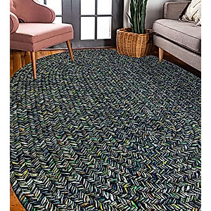 Sabrina Tweed Indoor/Outdoor Oval Braided Rug, 4 by 6-Feet, Denim