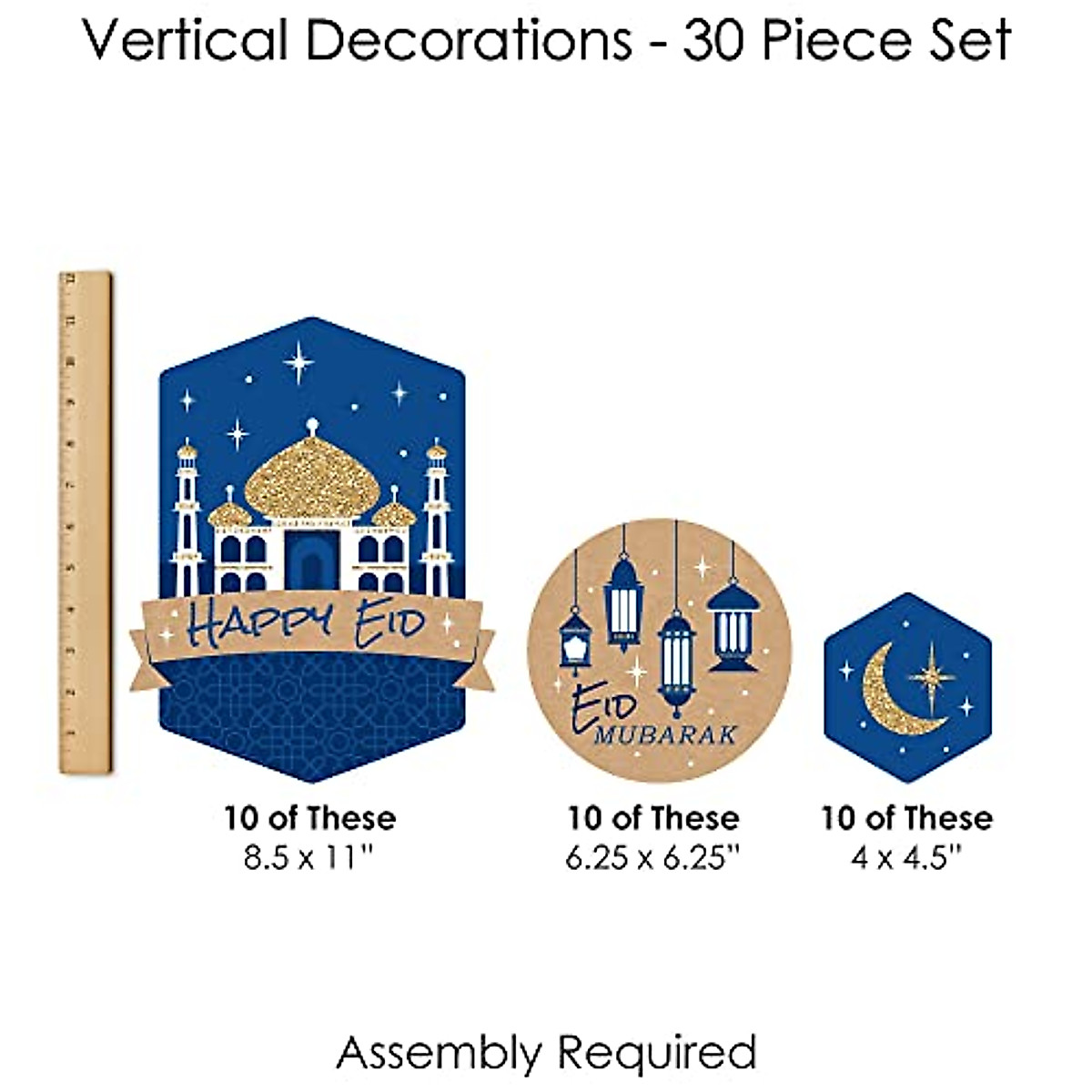 Big Dot of Happiness Ramadan - Eid Mubarak Party DIY Dangler Backdrop - Hanging Vertical Decorations - 30 Pieces