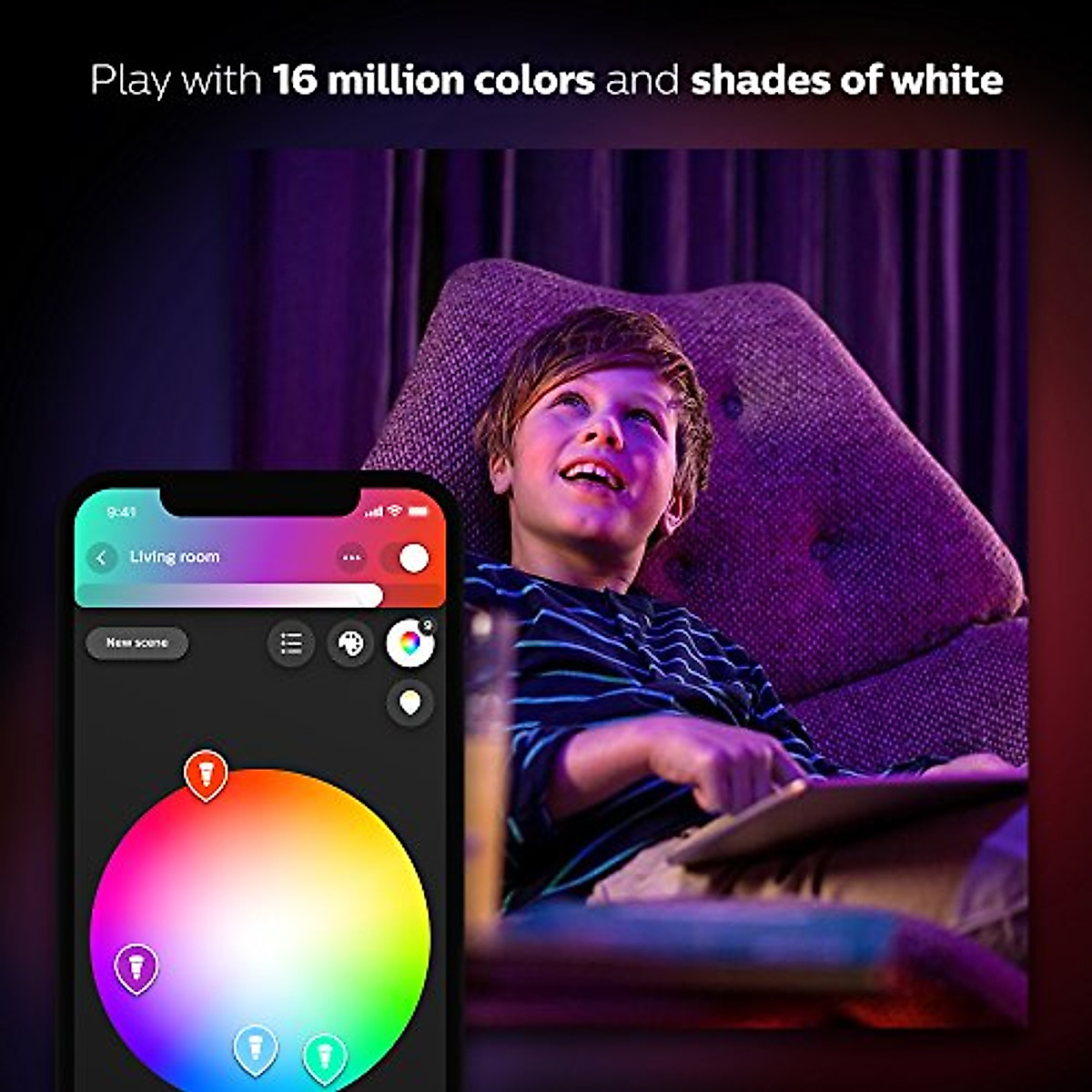 Philips Hue 2-Pack Premium Smart Light Starter Kit, 16 million colors, for most lamps & overhead lights, Works with Alexa, Apple HomeKit and Google Assistant, Soft White