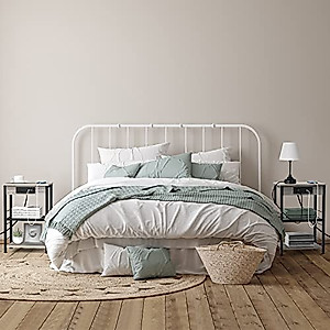 NORCEESAN Nightstand with Charging Station End Table with USB Ports and Power Outlets Side Tables Bedroom with Storage Shelves Industrial End Table 3 Tier (Grey)