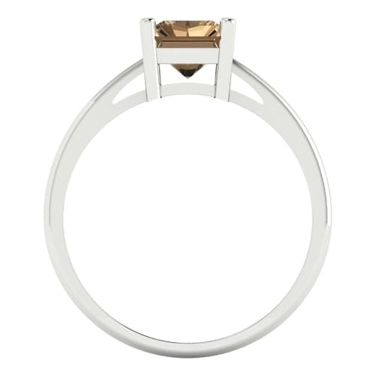 Clara Pucci 2.0ct Emerald Cut Solitaire Champagne Simulated Diamond 4 Prong Engagement Bridal Anniversary Ring 18K White Gold 3.5