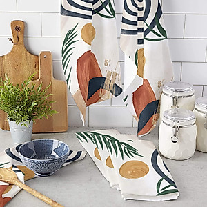 Beisseid Kitchen Dish Towels Abstract Mid Century Dish Cloth Fingertip Bath Towels Boho Modern Geometric Hand Drying Soft Cotton Tea Towel Set 18x28in 4PCS