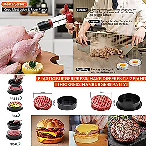 Griddle Accessories Kit, Griddle Grill Tools Set for Blackstone and Camp Chef, Two Basting Cover Professional Grill BBQ Spatula Set with Spatula, Scraper, Bottle, Tongs, Egg Ring (Round)