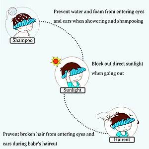 ericotry 3psc Soft Adjustable Baby Kids Bathing Shower Cap Wash Hair Shield Direct Visor Cap(Color Random)